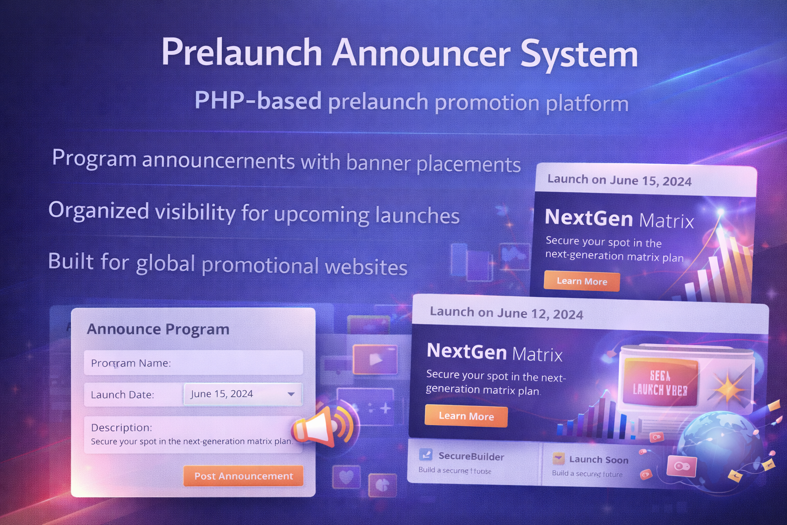 Prelaunch Announcer System Script – PHP Prelaunch Promotion Platform
